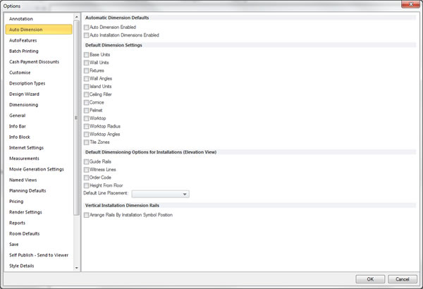 Change the default dimension options