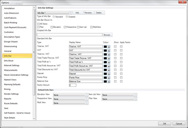 Change/Configure Information Bar options