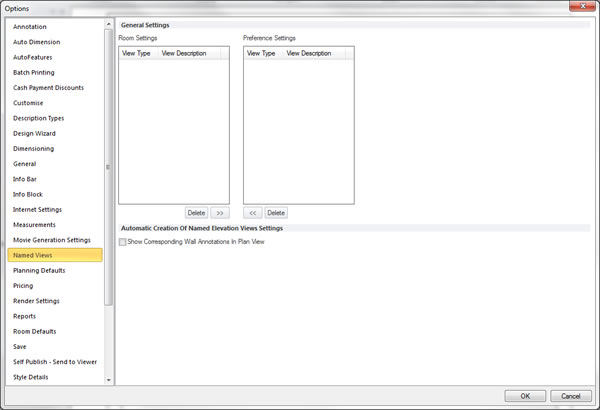 Change the default named view options